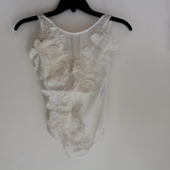 Intimates & Sleepwear | White Floral Design Sheer See Through Teddy ...